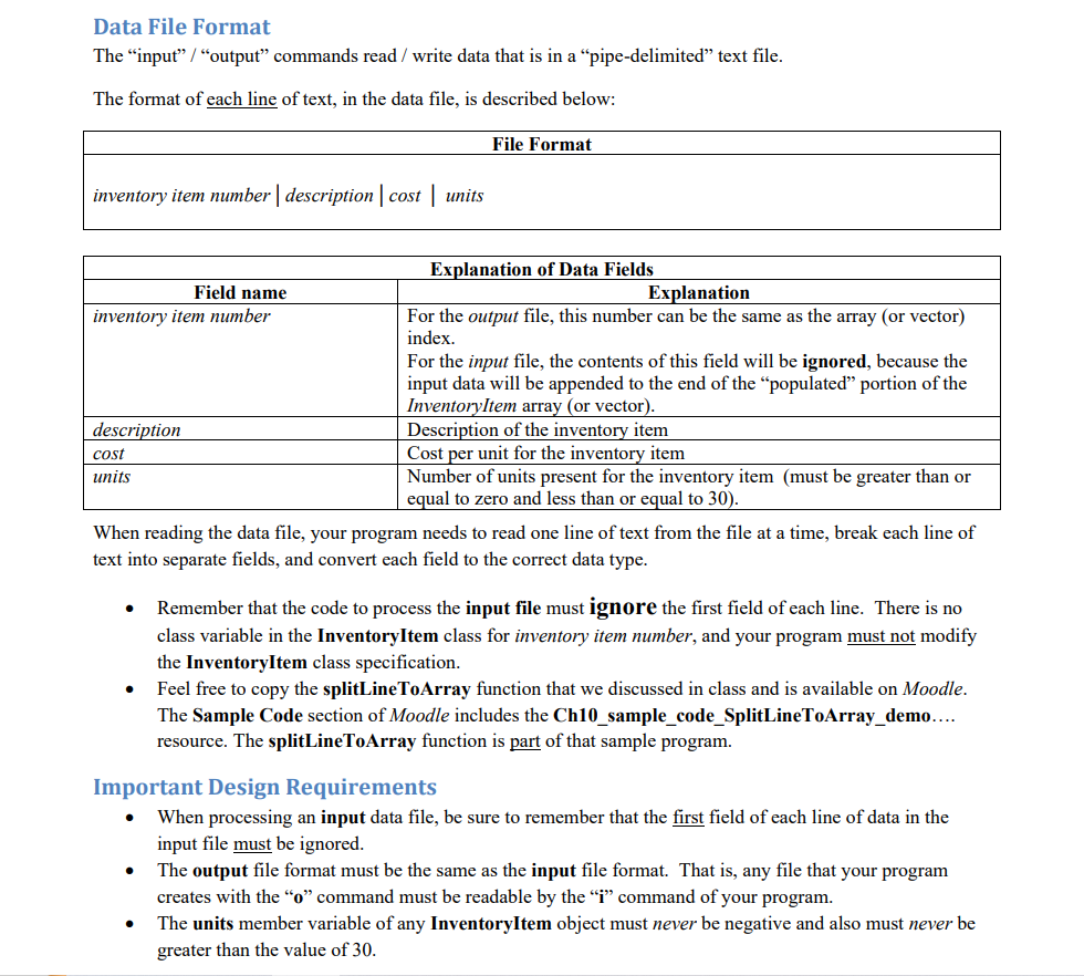 Solved Inventory Application Program This project involves | Chegg.com