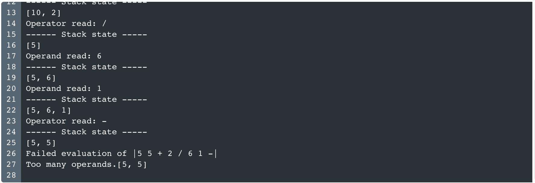 Solved 60UW NP Enter a postfix expression Operand read: 5 | Chegg.com
