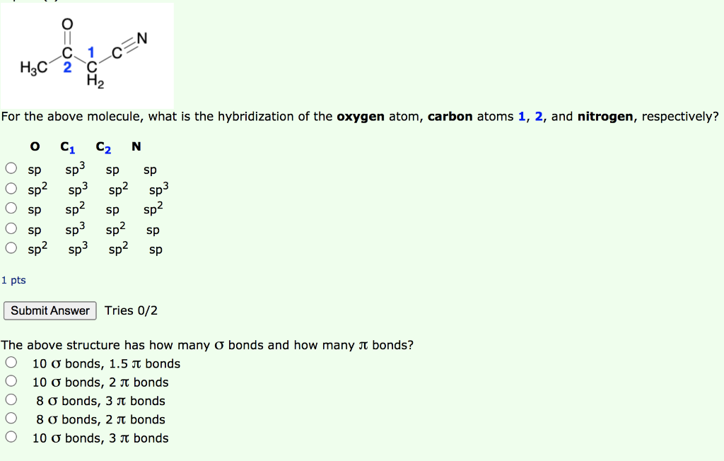 Solved C 1 H2C2 For the above molecule, what is the | Chegg.com