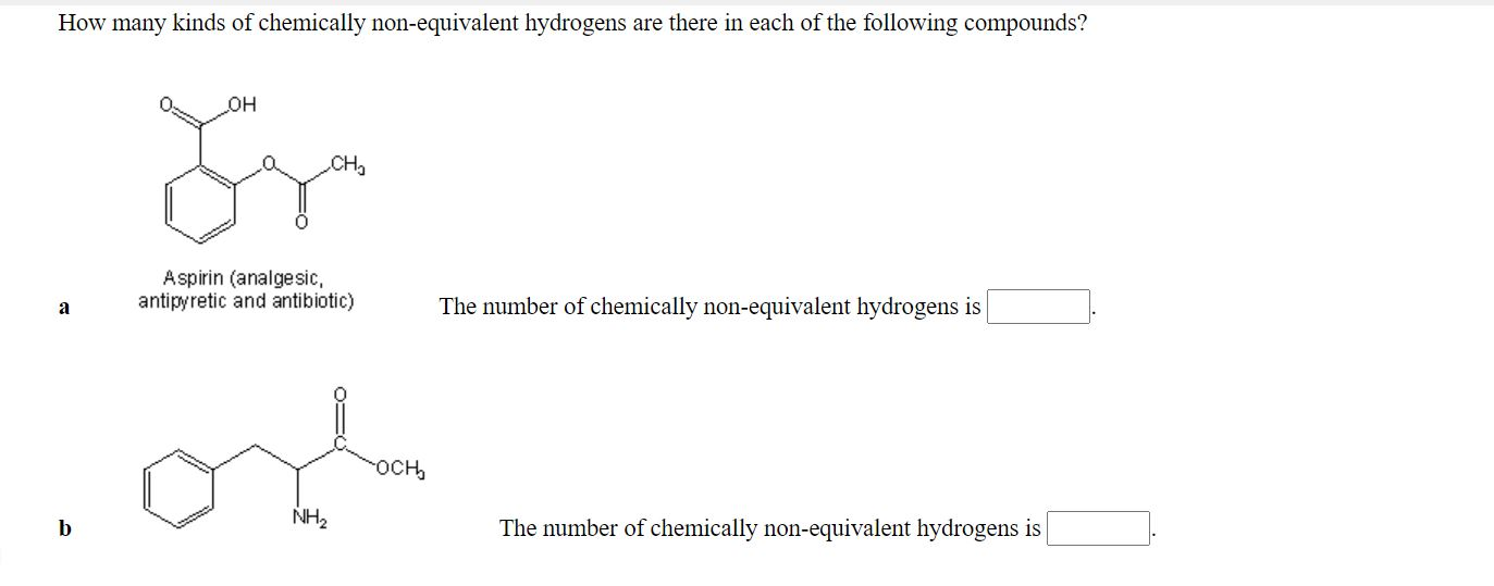 Solved How many kinds of chemically non-equivalent hydrogens | Chegg.com
