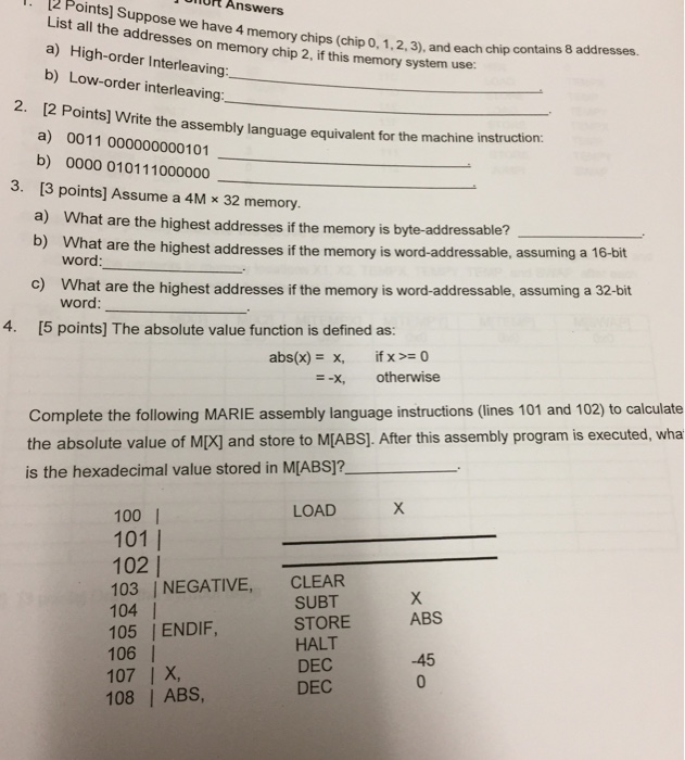 Solved Suppose we have 4 memory chips (chip 0, 1, 2, 3), and | Chegg.com