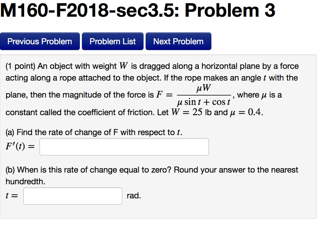 Solved M160-F2018-sec3.5: Problem 3 CO Previous Problem | Chegg.com