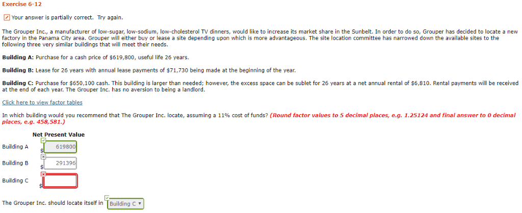 Solved Exercise 6-12 Your answer is partially correct. Try | Chegg.com
