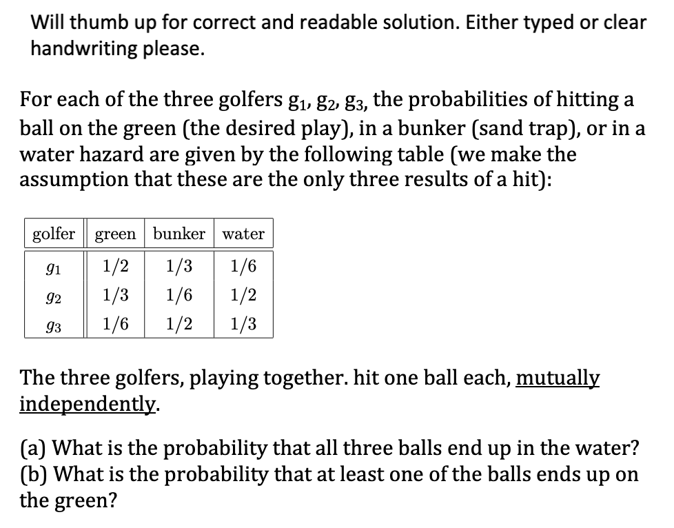 Solved Will thumb up for correct and readable solution. | Chegg.com