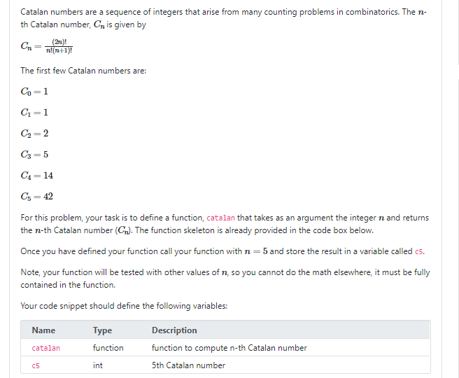 Solved Catalan numbers are a sequence of integers that arise | Chegg.com