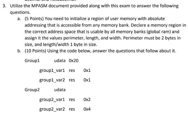 Solved Utilize the MPASM document provided along with this | Chegg.com