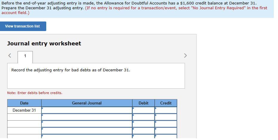 Solved Journal entry worksheet Record the adjusting entry | Chegg.com