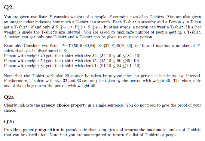 Solved Greedy Algorithms Question When solving the question, | Chegg.com Solved Greedy Algorithms Question When solving the question, | Chegg.com