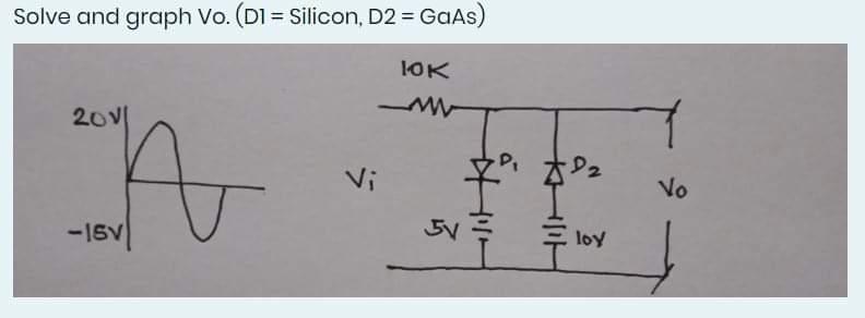 Solved Solve and graph Vo. (D1 = Silicon, D2 = GaAs) IOK My | Chegg.com