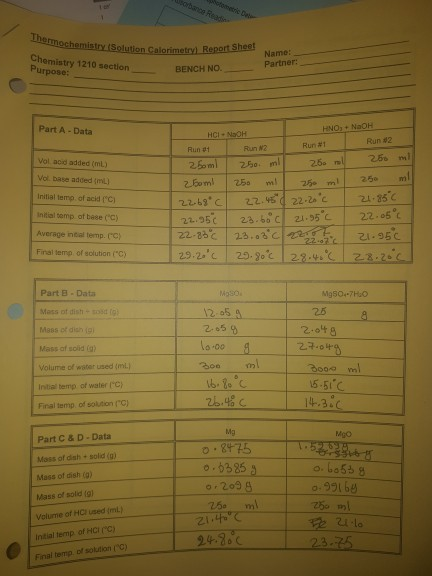 orbance Read otemetric Det Thermochemistry (Solution | Chegg.com