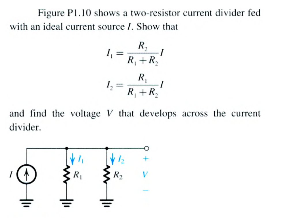 Solved Figure P1.10 shows a two-resistor current divider fed | Chegg.com