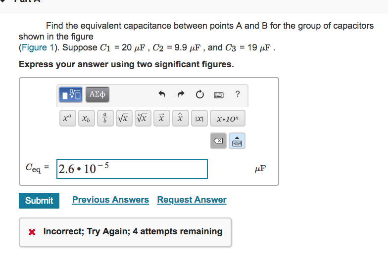 Solved Find the equivalent capacitance between points A and | Chegg.com