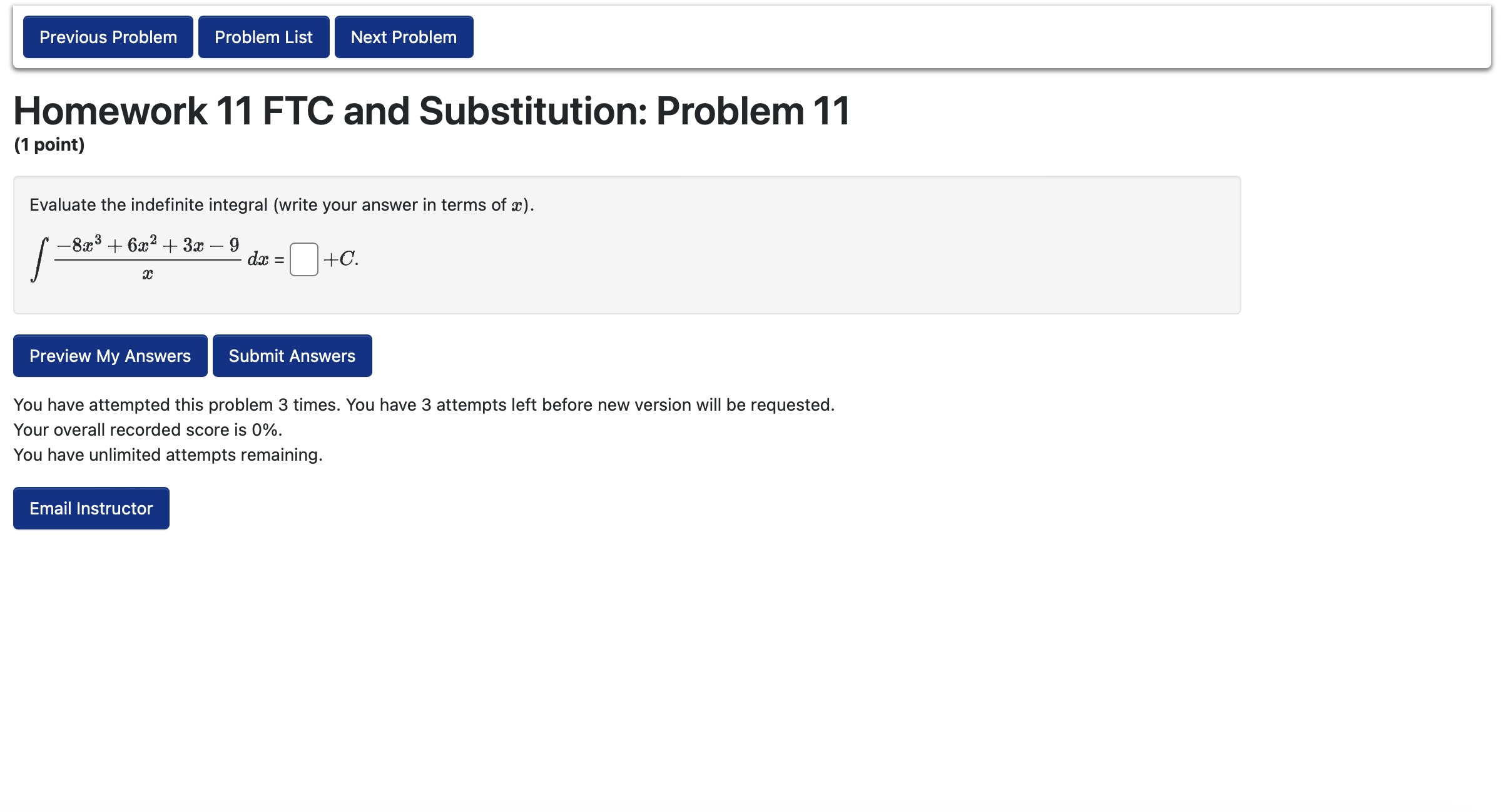 Solved Homework 11 Ftc And Substitution Problem 11 1