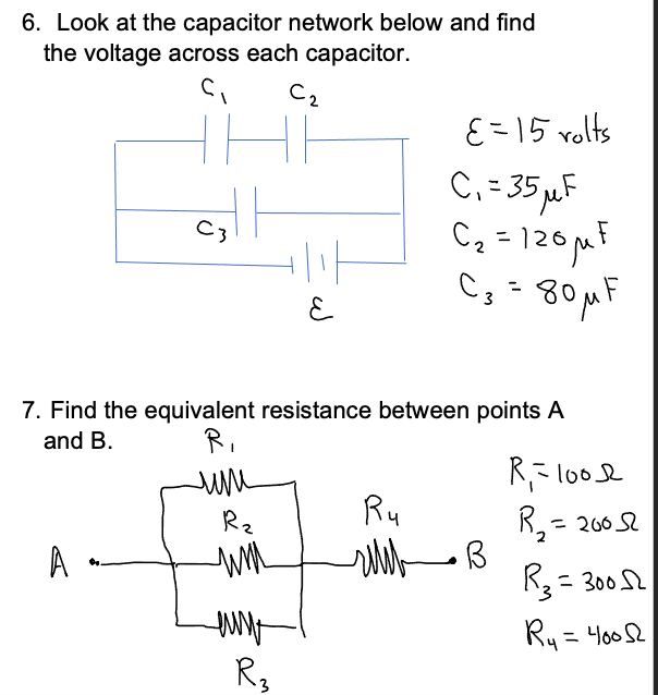 Solved 6. Look at the capacitor network below and find the | Chegg.com