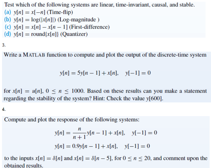 Solved Test which of the following systems are linear, | Chegg.com