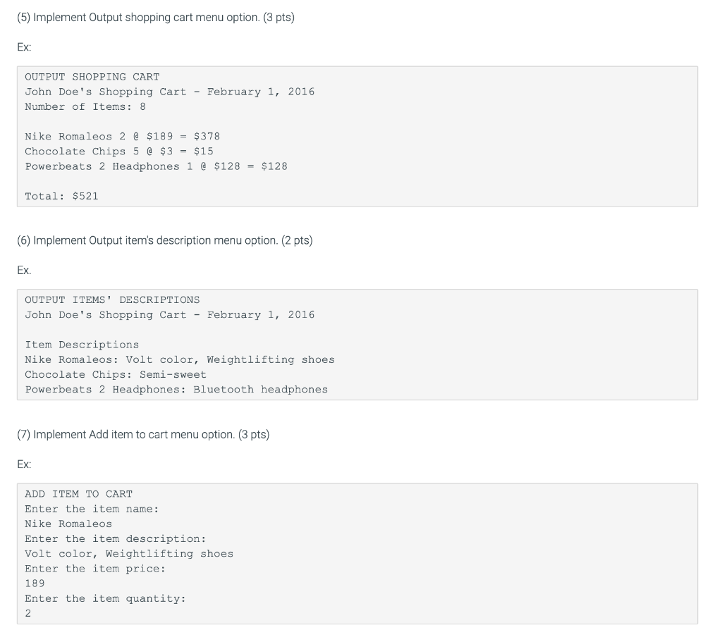 Solved 7.24 LAB*: Program: Online shopping cart (Part 2) | Chegg.com