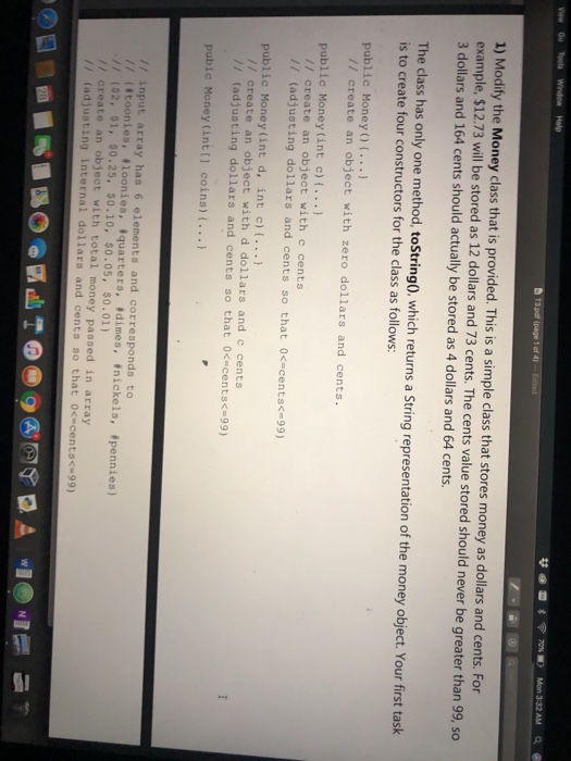 Solved 1 Of 4 1 Modify The Money Class That Is Provided 9534