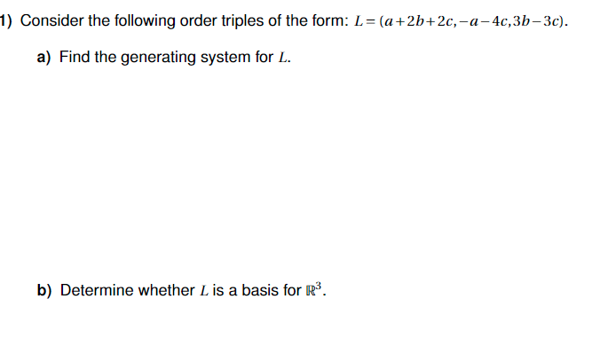 Solved Consider the following order triples of the form: | Chegg.com