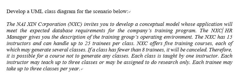 Solved Develop a UML class diagram for the scenario below:- | Chegg.com