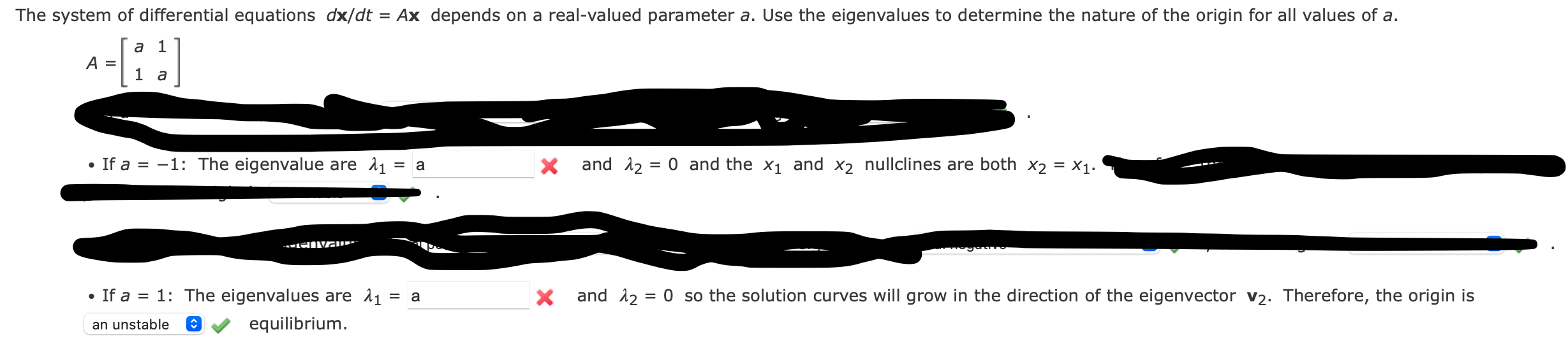 Solved The system of differential equations dx/dt = Ax | Chegg.com