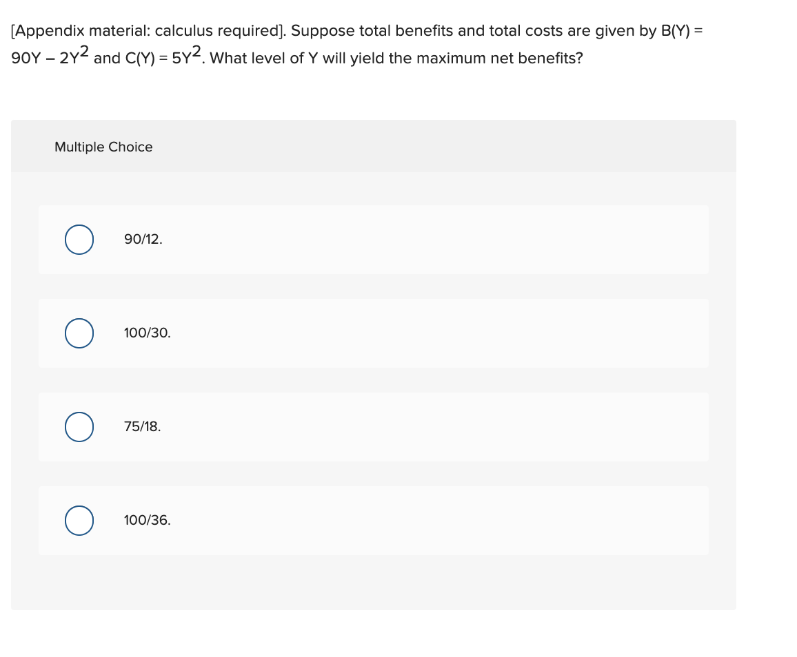 Solved [Appendix material: calculus required). Suppose total | Chegg.com