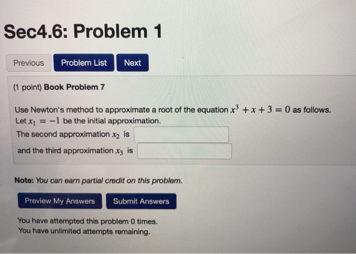 Solved Sec4.6: Problem 1 Previous Problem List Next (1 | Chegg.com