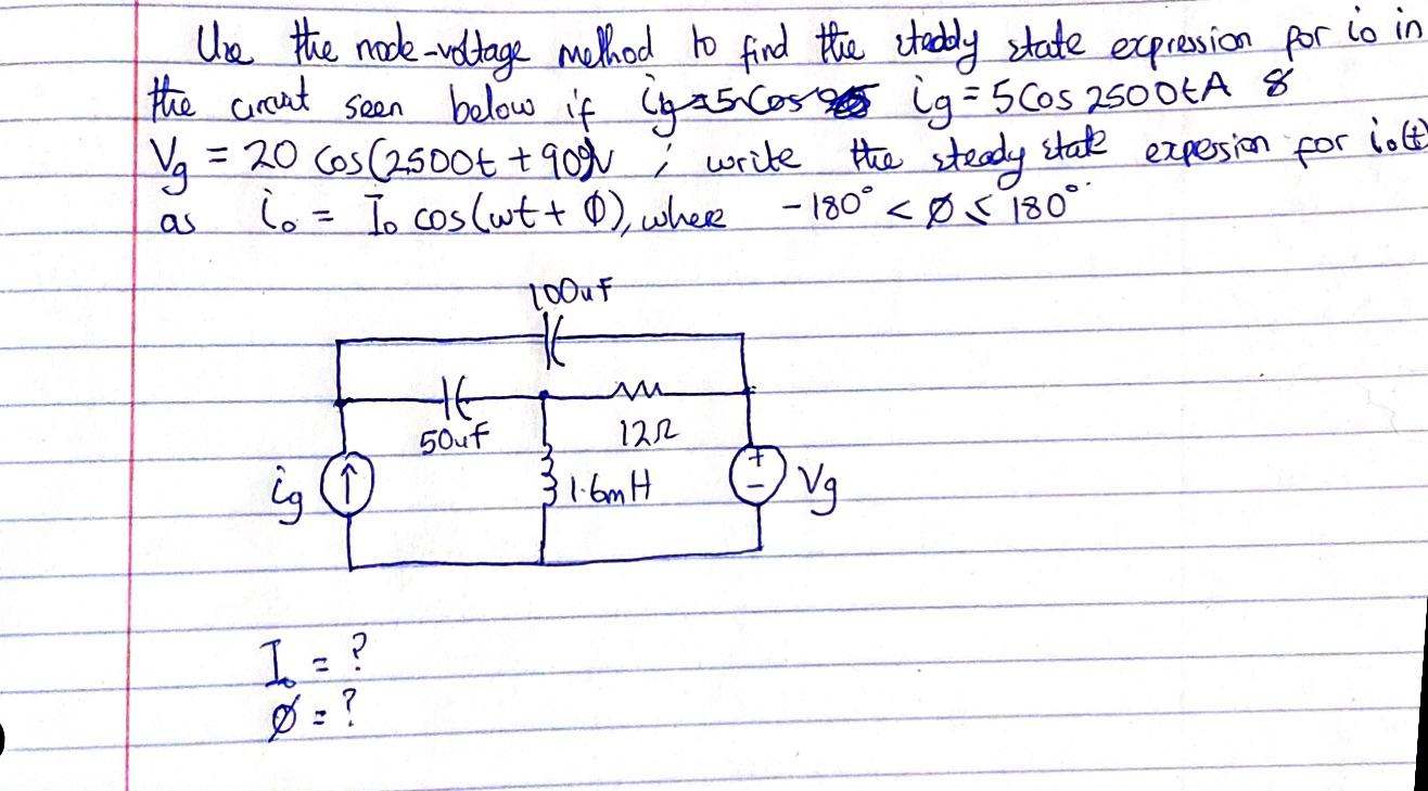 Solved steady as Use the node voltage method to find the | Chegg.com