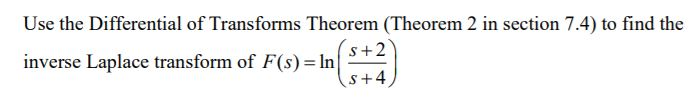Solved Use the Differential of Transforms Theorem (Theorem 2 | Chegg.com