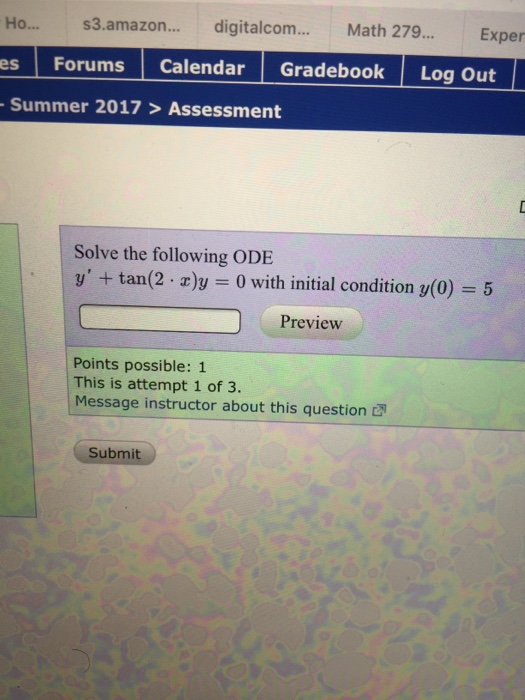 Solved Solve the following ODE y' + tan(2 middot x)y = 0 | Chegg.com