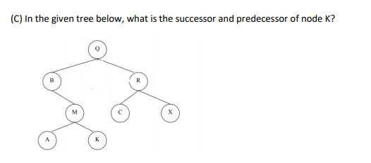 Solved (C) In the given tree below, what is the successor | Chegg.com