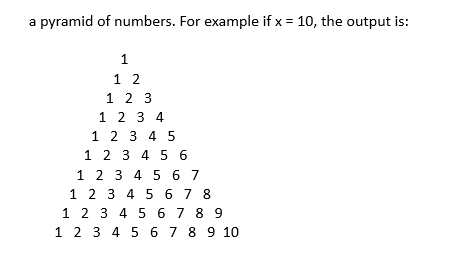 Solved a pyramid of numbers. For example if x = 10, the | Chegg.com