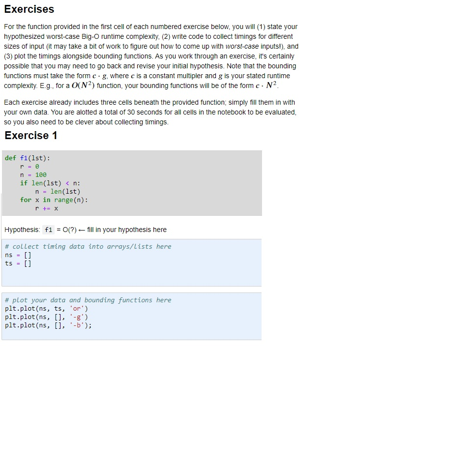 Solved Exercises For the function provided in the first cell | Chegg.com