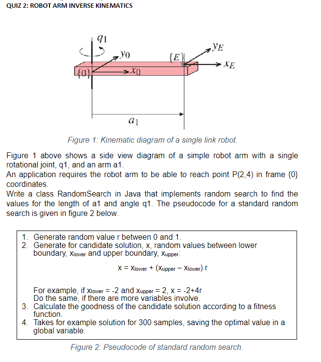 Solved Quiz 2 Robot Arm Inverse Kinematics Figure 1