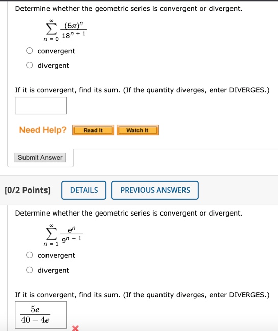 Solved Determine whether the geometric series is convergent | Chegg.com