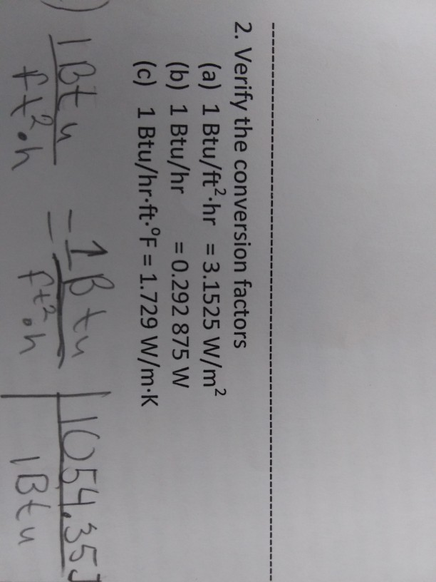 Solved 2 Verify The Conversion Factors a 1 Btu ft2 hr Chegg Solved 2 Verify The Conversion Factors a 1 Btu ft2 hr Chegg