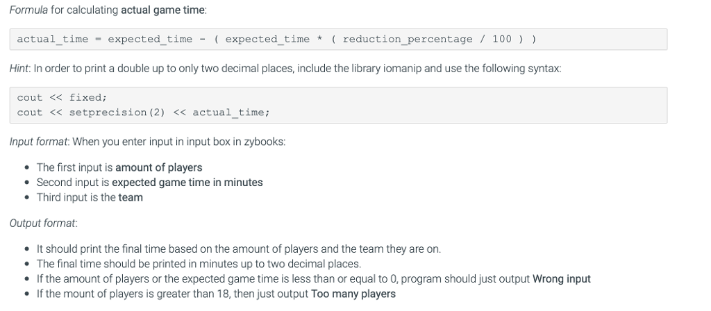 Solved Write a program that takes in 3 inputs [players (int | Chegg.com