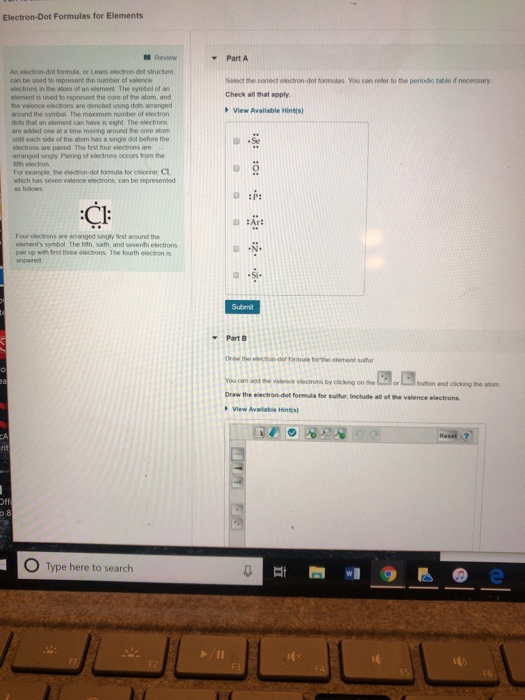 Solved Electron-Dot Formulas for Elements Part A An | Chegg.com