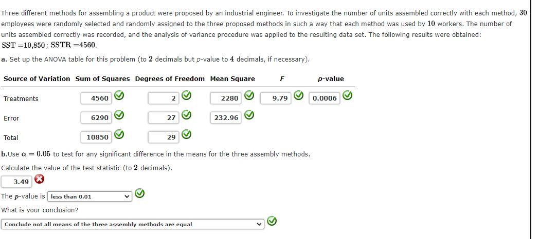 Solved Three different methods for assembling a product were | Chegg.com Solved Three different methods for assembling a product were | Chegg.com