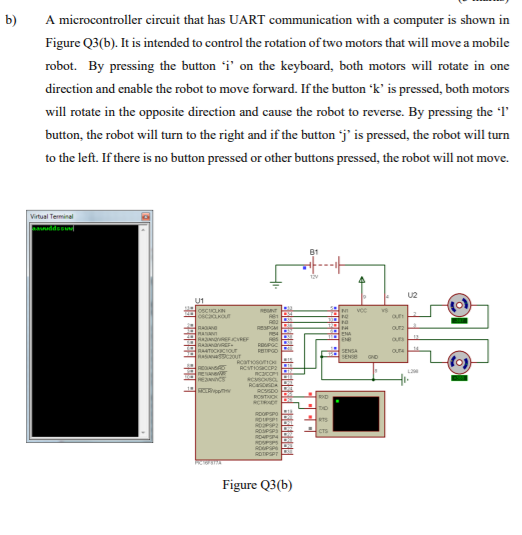 Solved b) A microcontroller circuit that has UART | Chegg.com