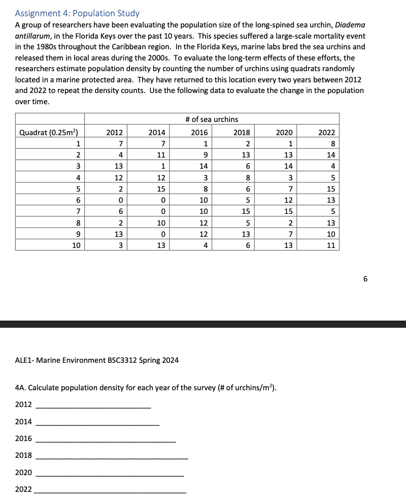 Solved Assignment 4: Population StudyA group of researchers | Chegg.com