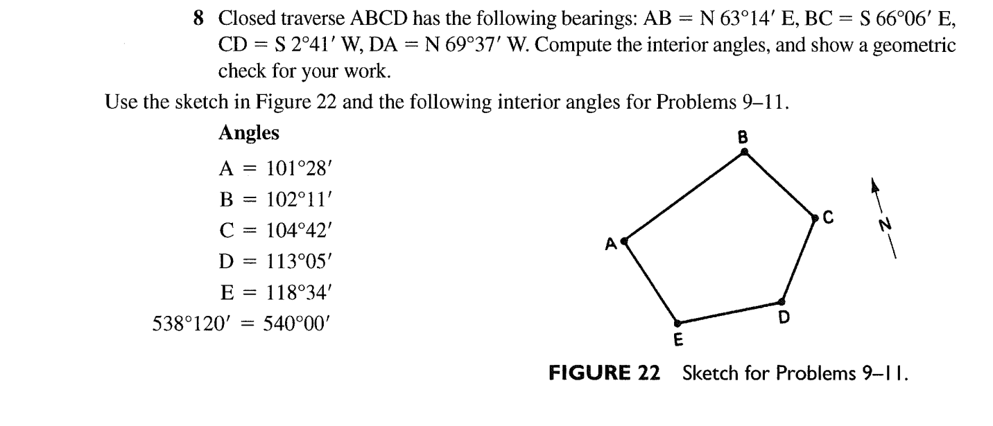 Solved B = 8 Closed traverse ABCD has the following | Chegg.com