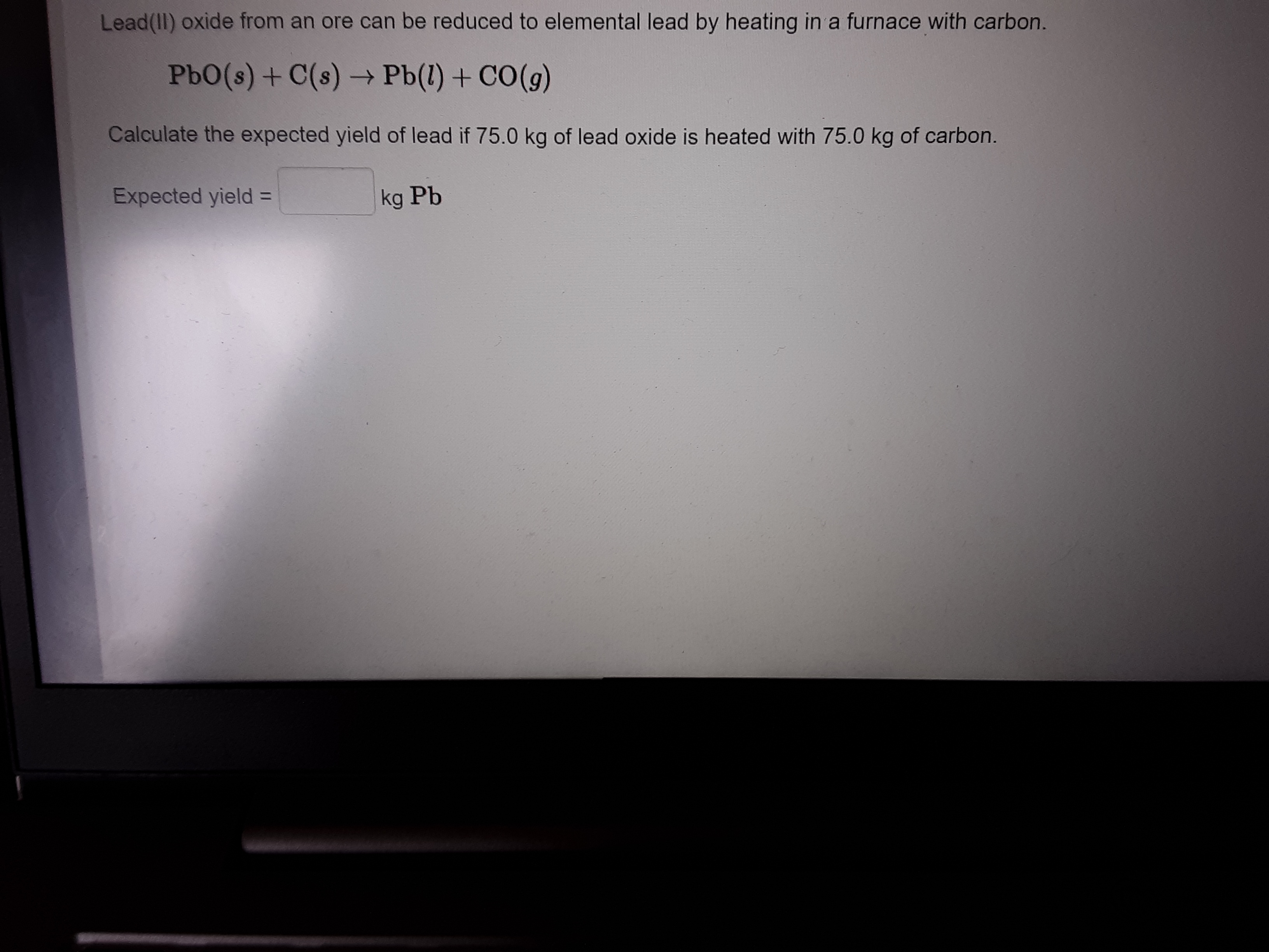 Solved Lead II Oxide From An Ore Can Be Reduced To Chegg