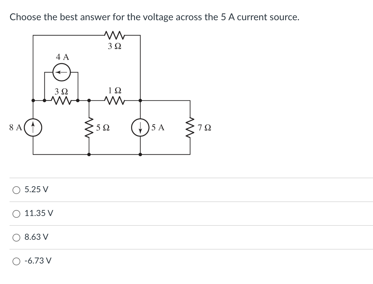 Solved Choose the best answer for the voltage across the 5 | Chegg.com
