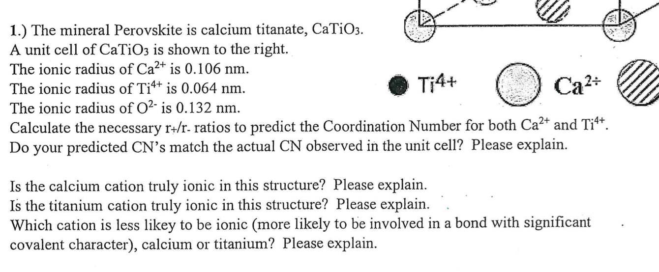 Solved 1.) The mineral Perovskite is calcium titanate, | Chegg.com