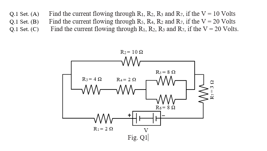 Solved Q.1 Set. (A) Find the current flowing through | Chegg.com