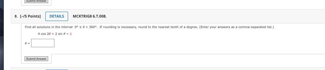 Solved Find all solutions in the interval 0∘≤θ