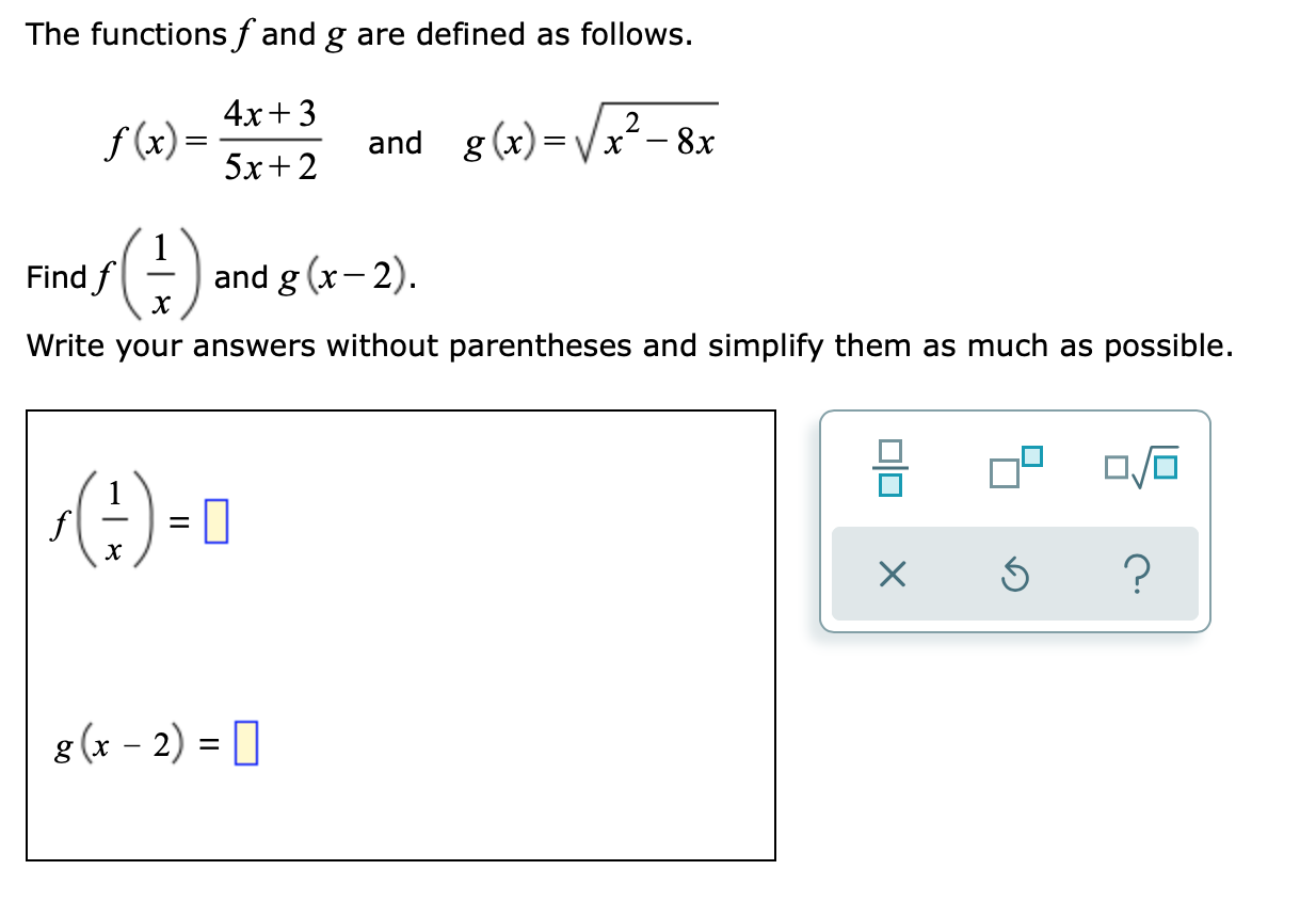 Solved The functions f and g are defined as | Chegg.com