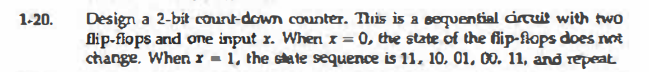 Solved 1.20. Design a 2-bit count-down counter. This is a | Chegg.com