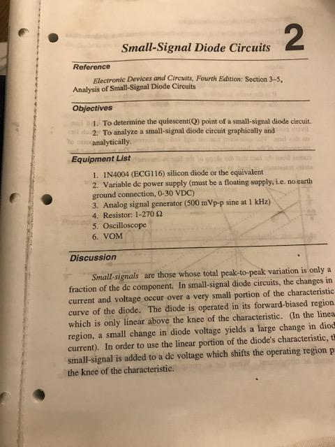 2 Small-Signal Diode Circuits Reference Electronic | Chegg.com