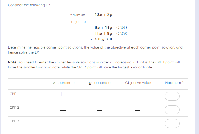 Solved Consider the following LP Moximise subject to | Chegg.com